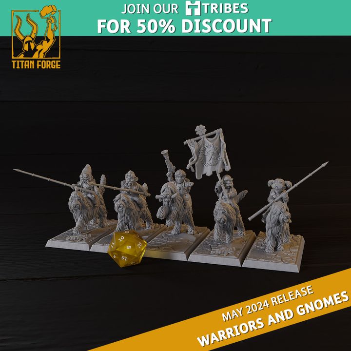 3D Printable Titan Forge Miniatures - 2024 - May - Warriors and Gnomes vol2 by Titan Forge ...